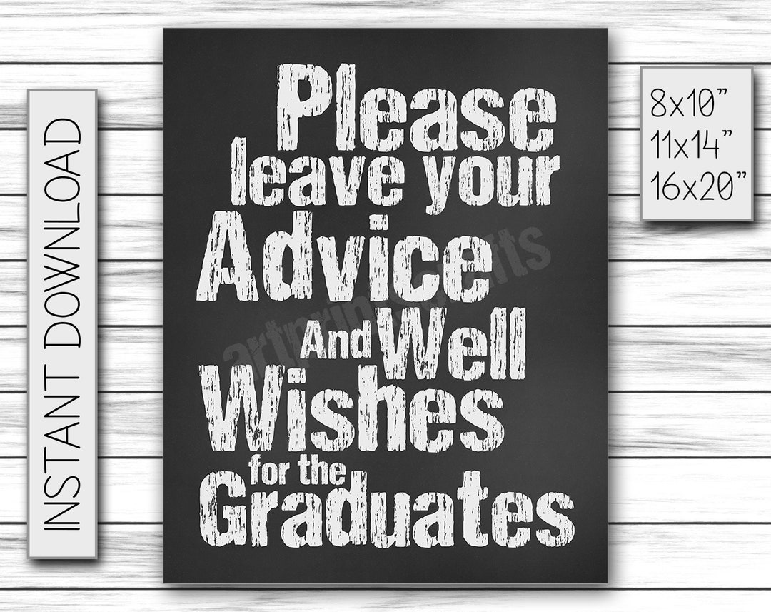 Graduation Gift High School Graduates Sign Please Leave Your Advice and ...