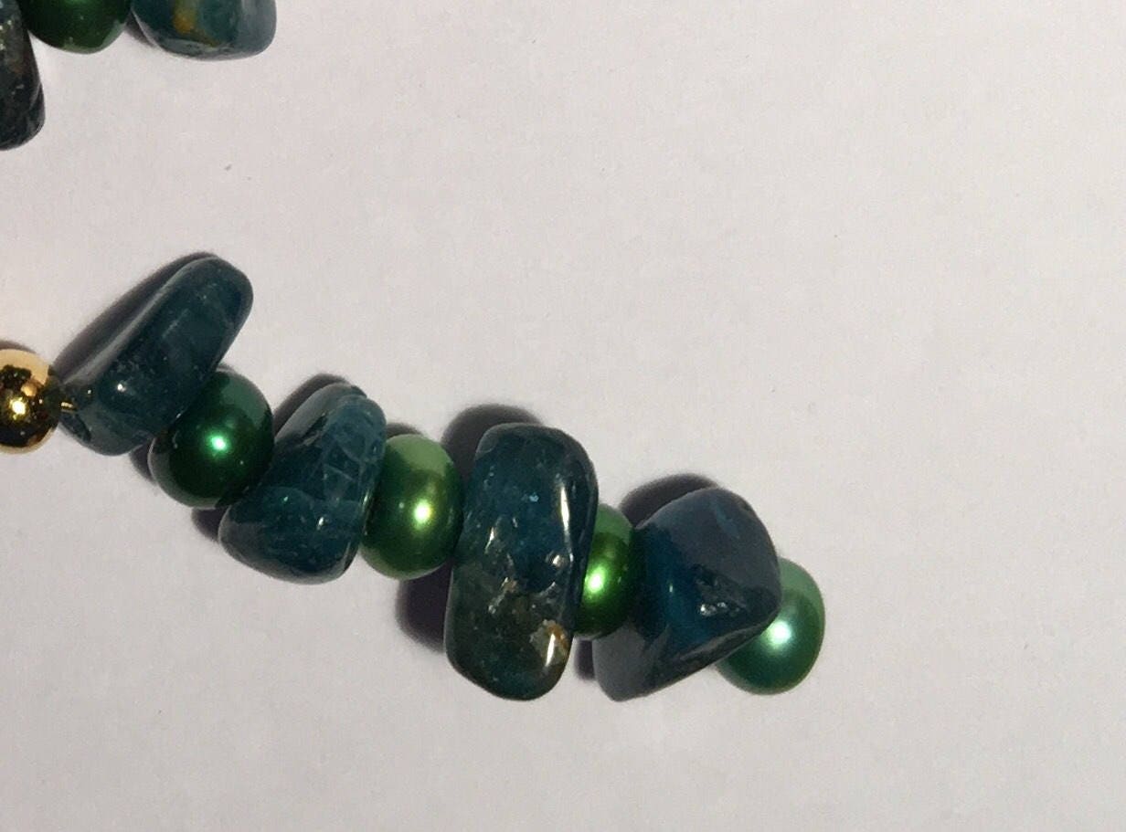 Apatite and pearl earrings | Etsy