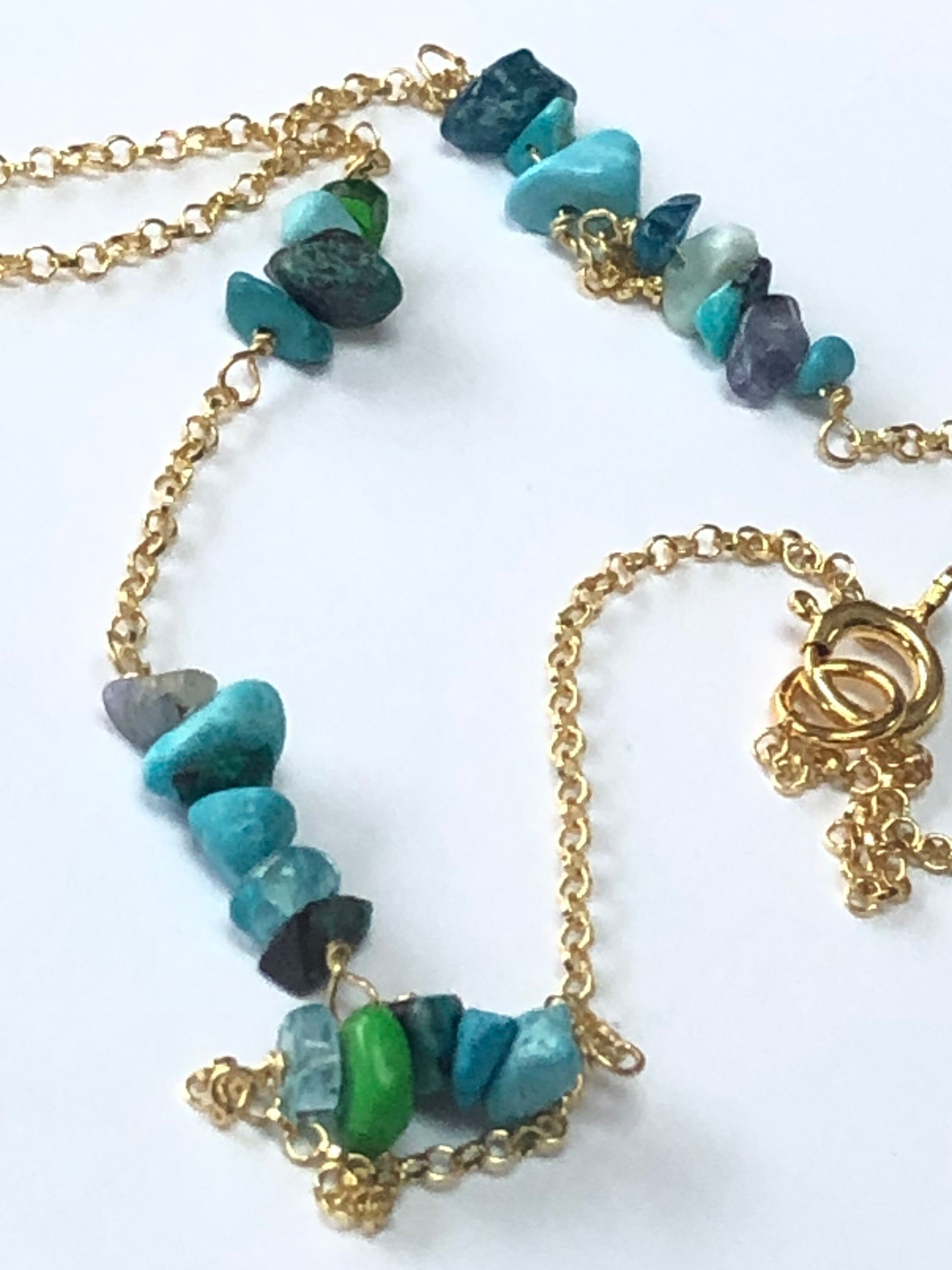 Blue Quartz Pendant on Gemstone Chain - Etsy