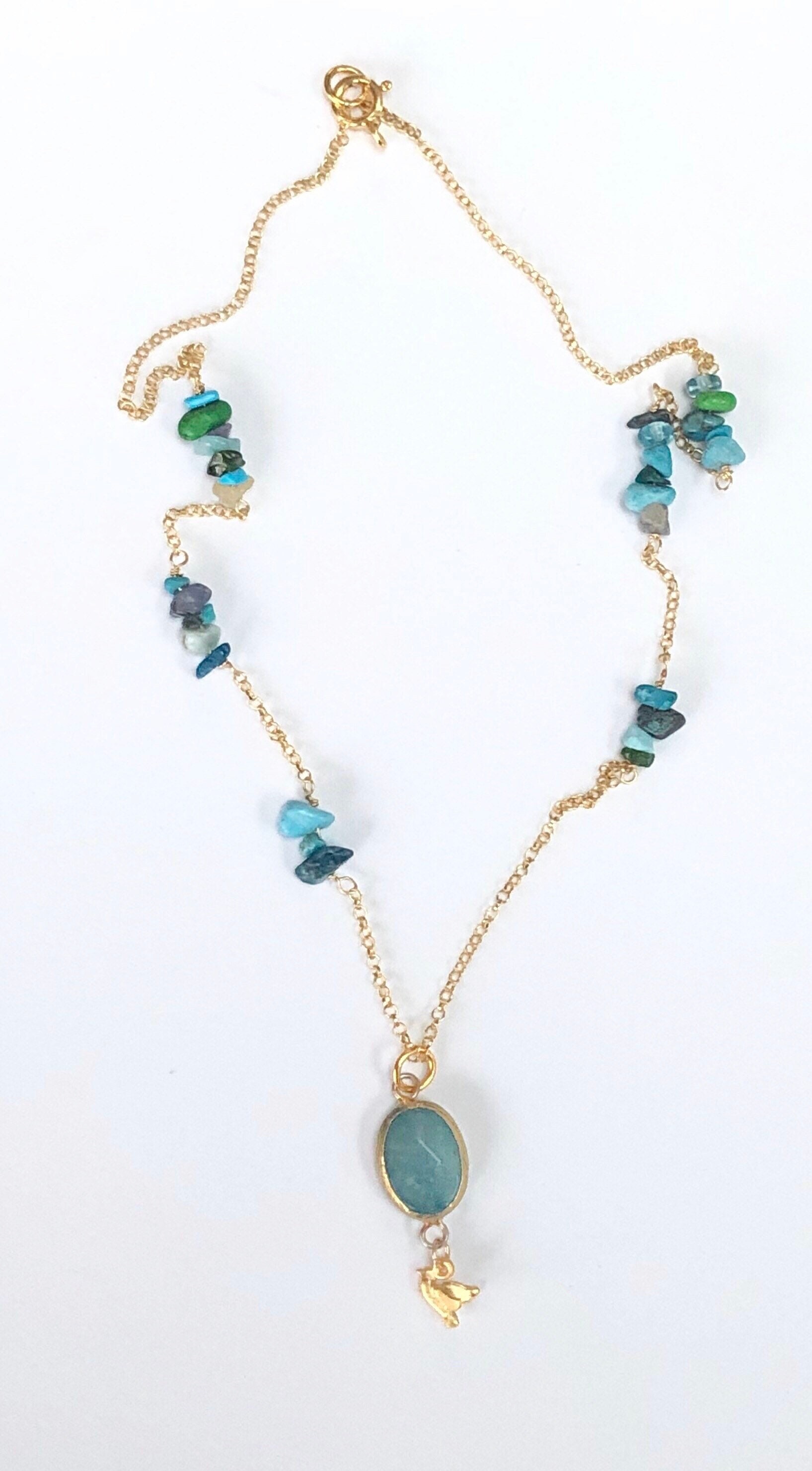 Blue Quartz Pendant on Gemstone Chain - Etsy