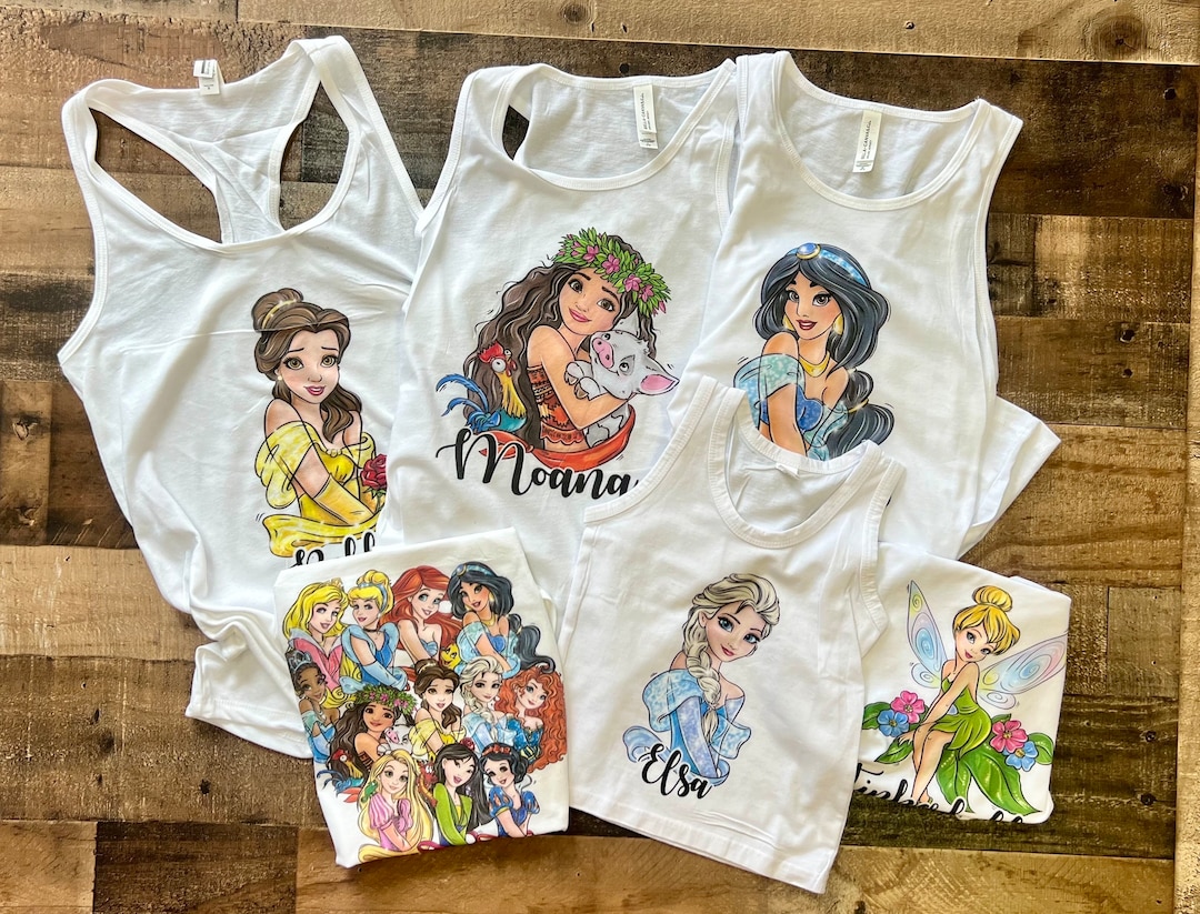 Princess Tank Top, Girls Princess Crop Tank, Ariel Tiana Tank, Snow ...
