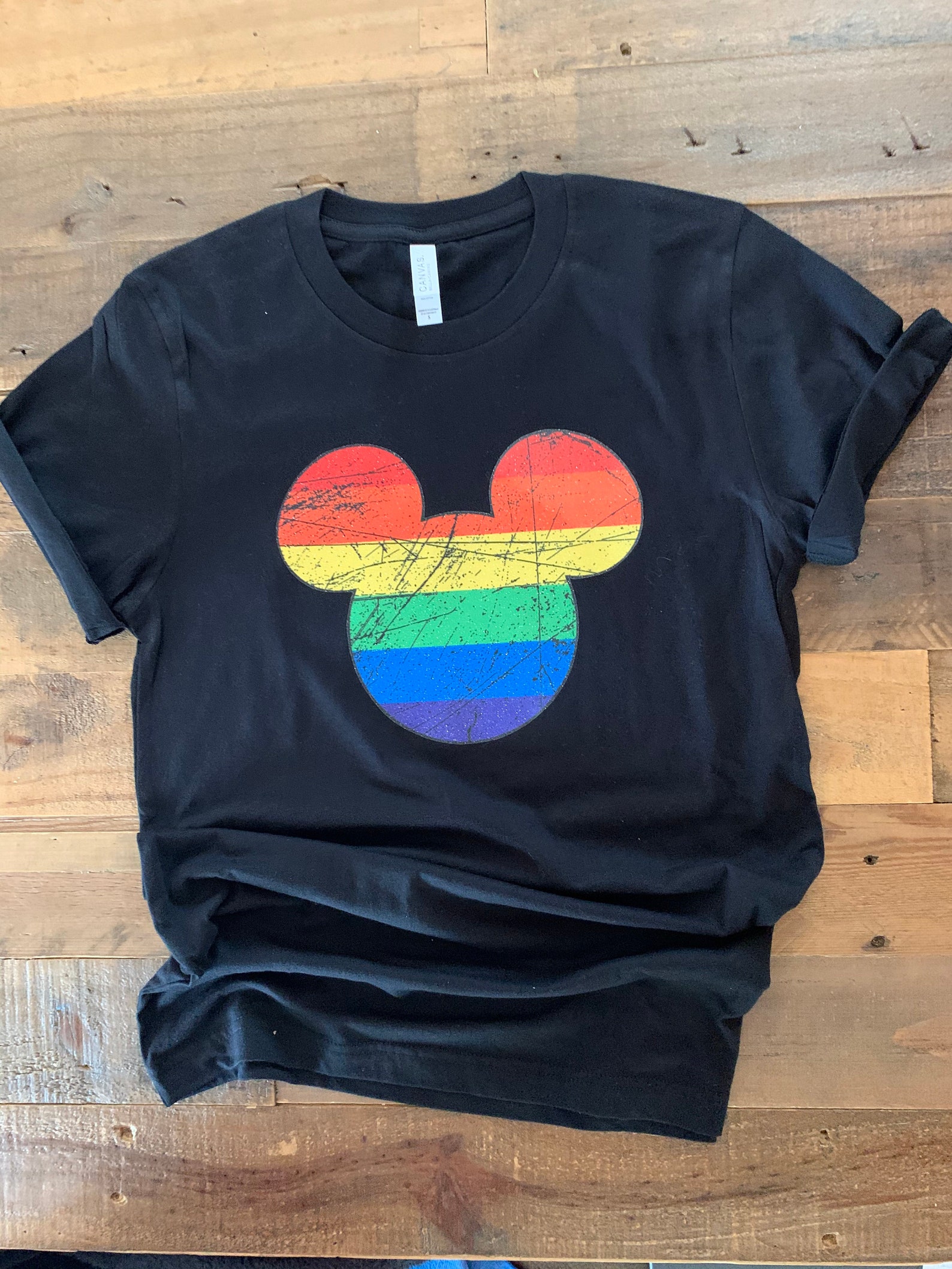 Disney gay pride tshirt pride disney shirt rainbow stripe | Etsy