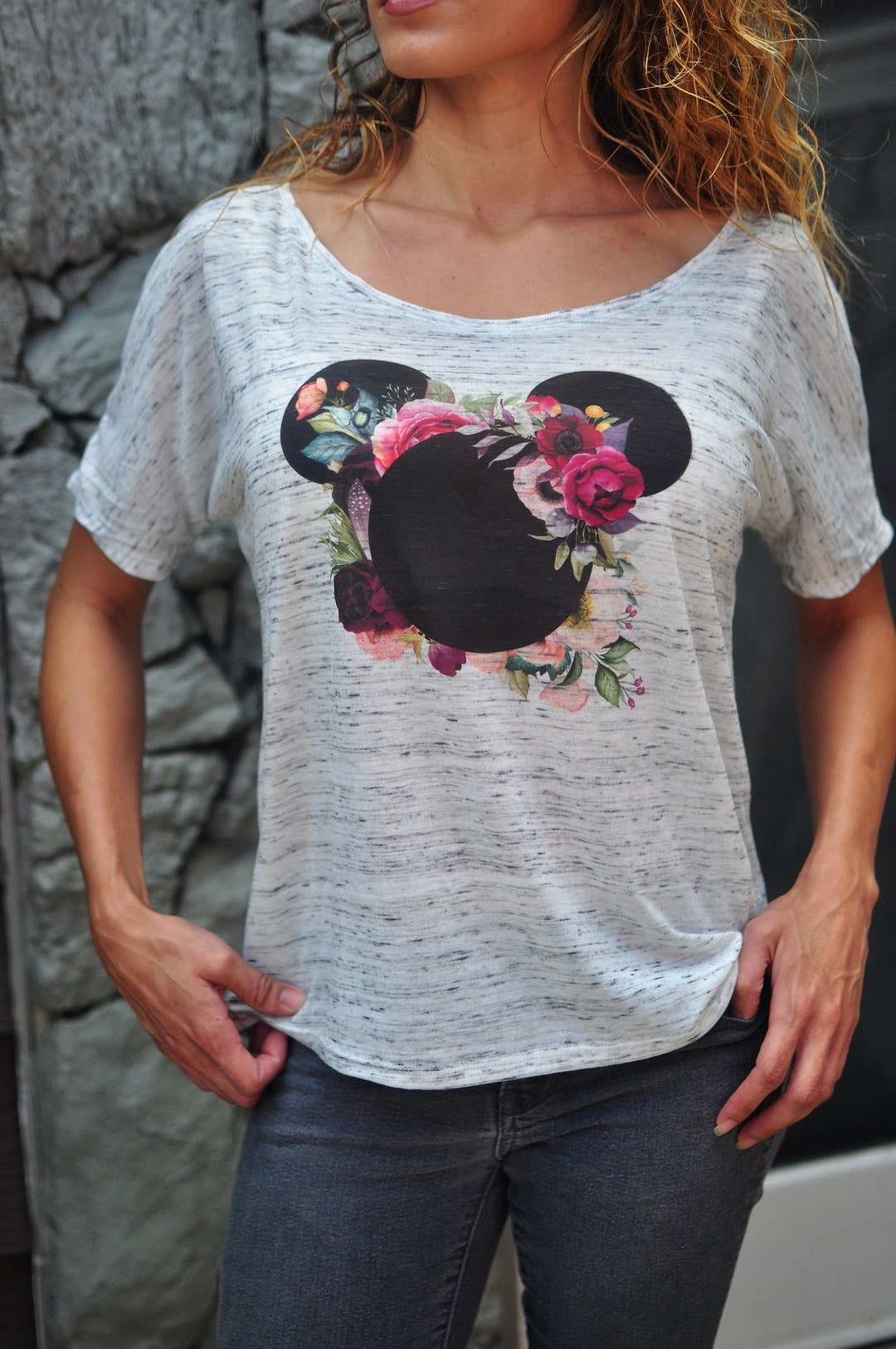 Disney Slouchy Shirt, Womens off the Shoulder Disney Shirt, Tshirt With ...