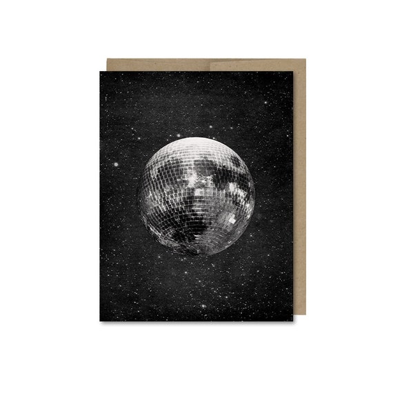 Disco Moon Card Space Card Disco Ball Card Any Occasion - Etsy