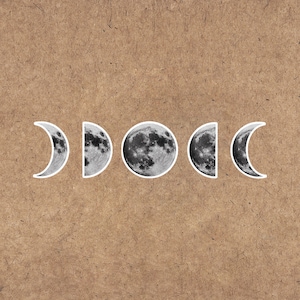 Moon Phase Sticker Set • Full Moon • Half Moon • Crescent Moon • Space ...