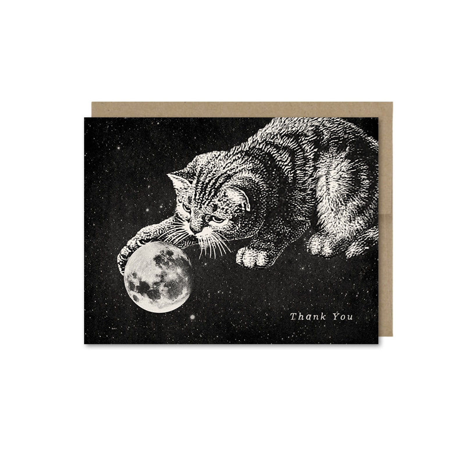 Cat Thank You Card • Moon & Animal • Card Set - Etsy