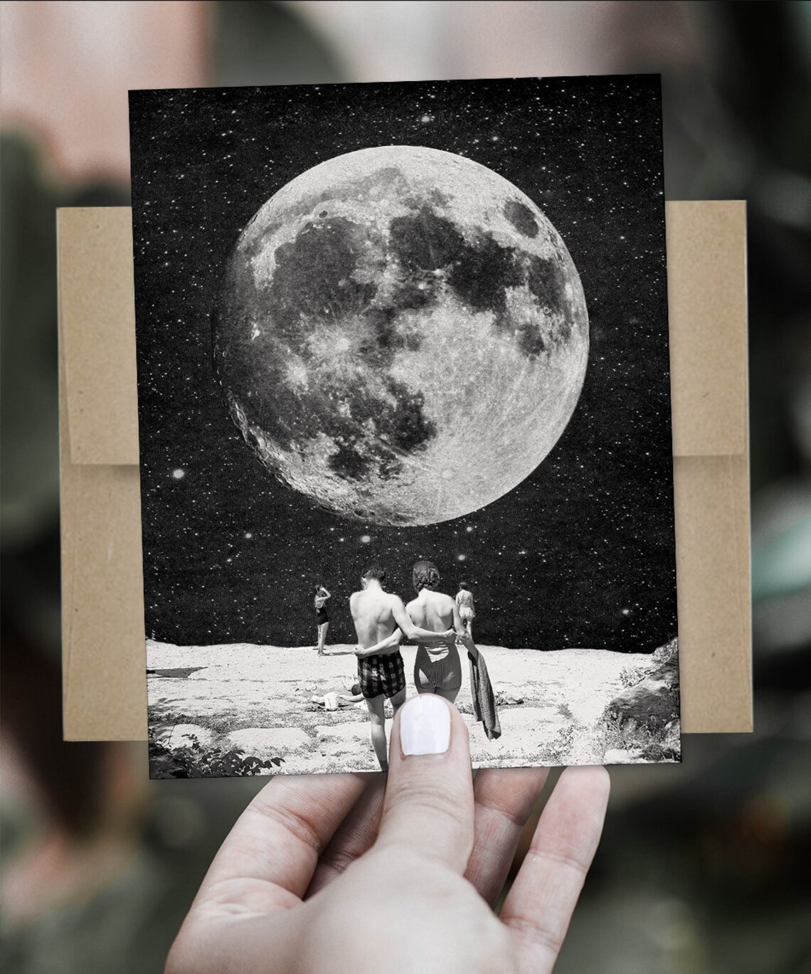 Couple & Moon Card Love Card Anniversary Card Any - Etsy