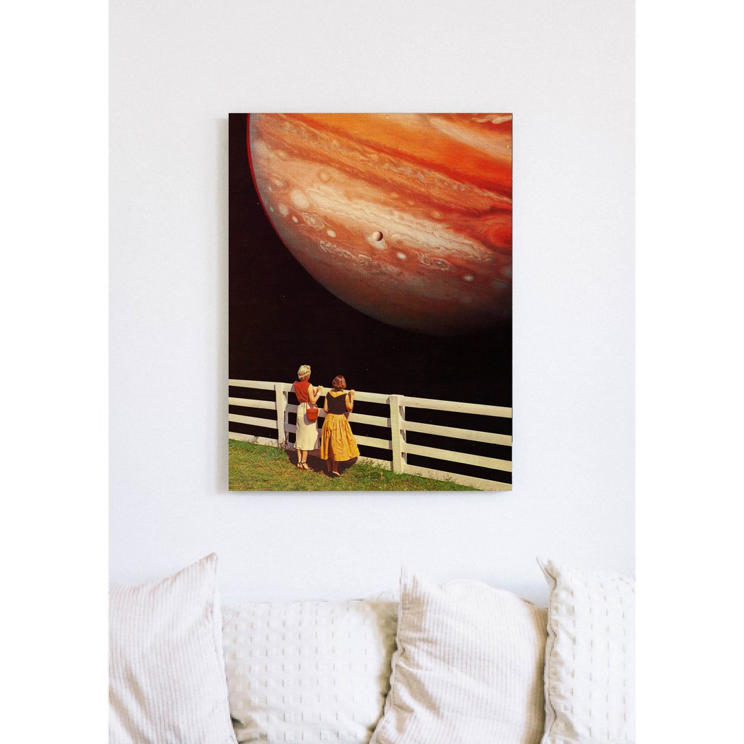 Vintage Ladies & Space Canvas Art: Jupiter Collage, Ready to Hang - Etsy