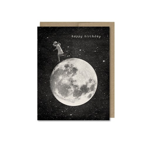 Moon Birthday Card Gift for Friend Space Birthday Card - Etsy