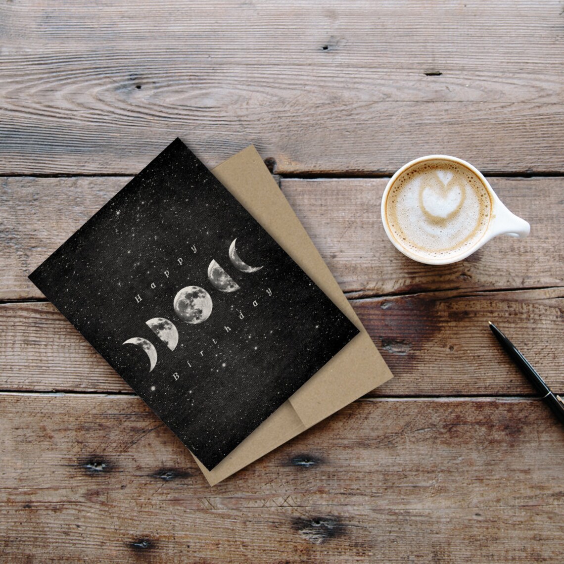 Moon Phase Birthday Card Gift for Friend Space Birthday - Etsy