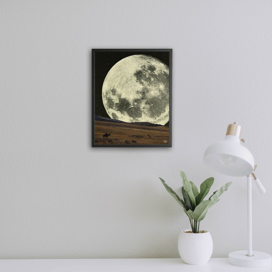 Cowboy & Moon Print Vintage Western Wall Art 8x10 Print - Etsy