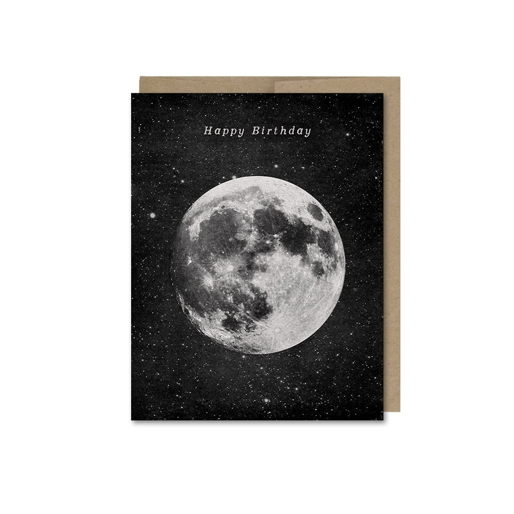 Moon Birthday Card Gift for Friend Space Birthday Card - Etsy