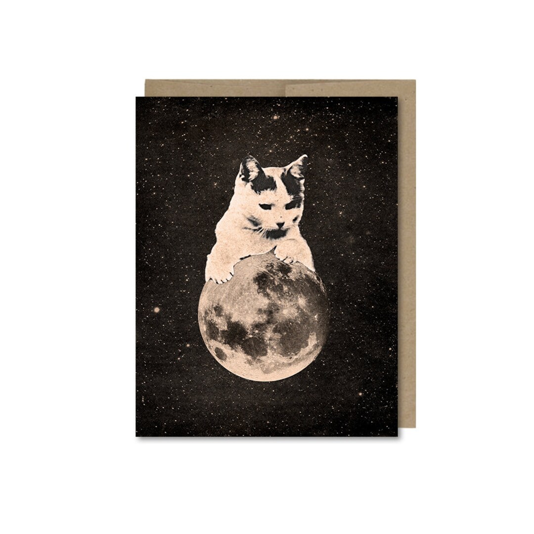 Cat & Moon Card #2 • Animal Card • Any Occasion - Etsy