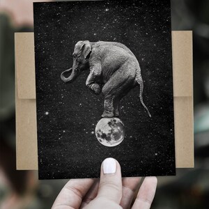 Elephant & Moon Card • Animal Card • Any Occasion - Etsy
