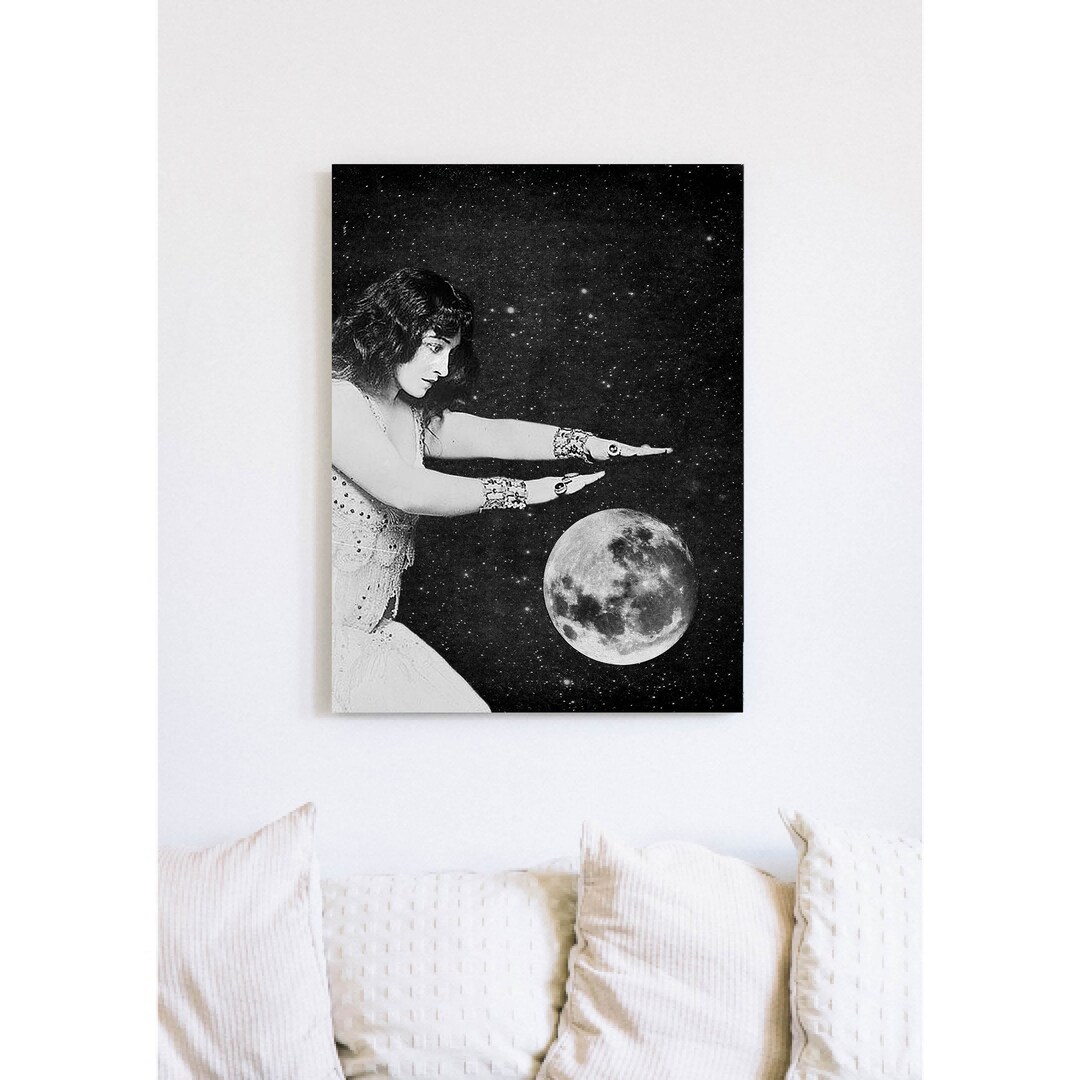 Fortune Teller Canvas • Moon Canvas • Canvas Artwork • Vintage Art ...