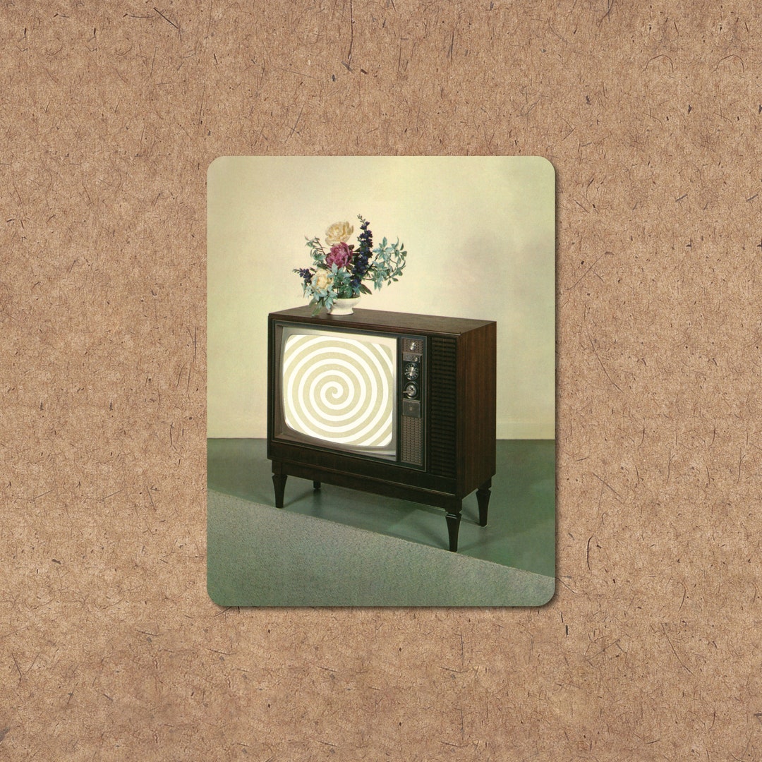 Vintage TV Sticker • Hypnotize Television Collage Sticker • Mesmerized ...