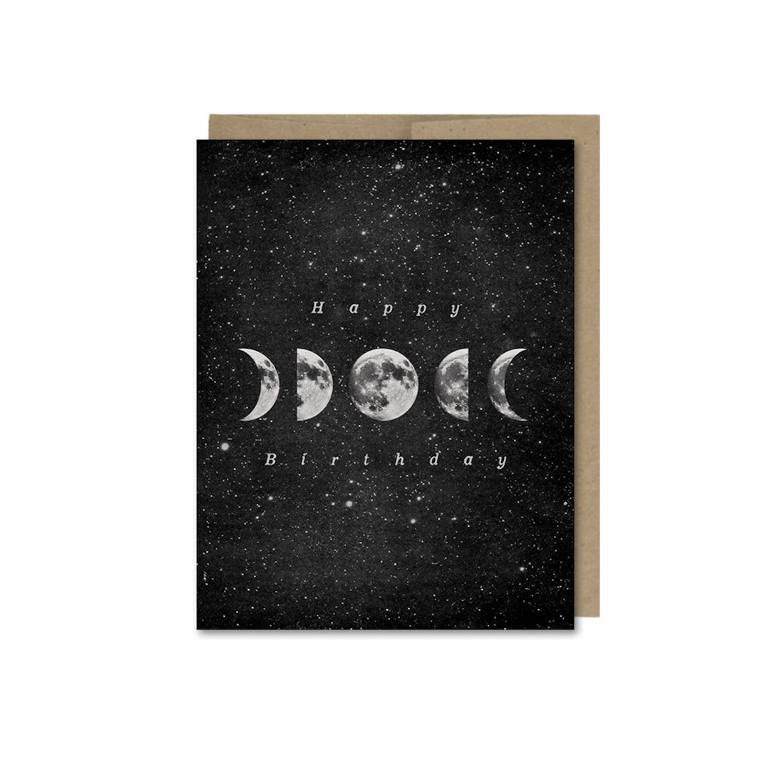 Moon Phase Birthday Card • Gift for Friend • Space Birthday Card - Etsy