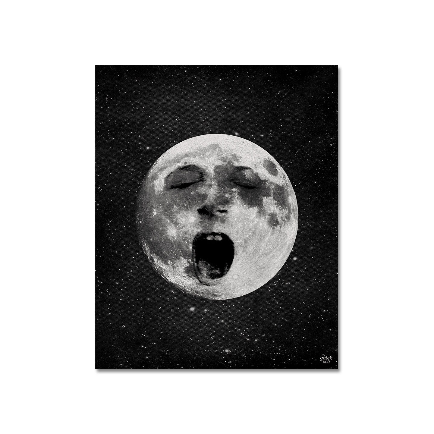 Sleepy Moon Print Lazy Old Moon Vintage Moon Artwork - Etsy