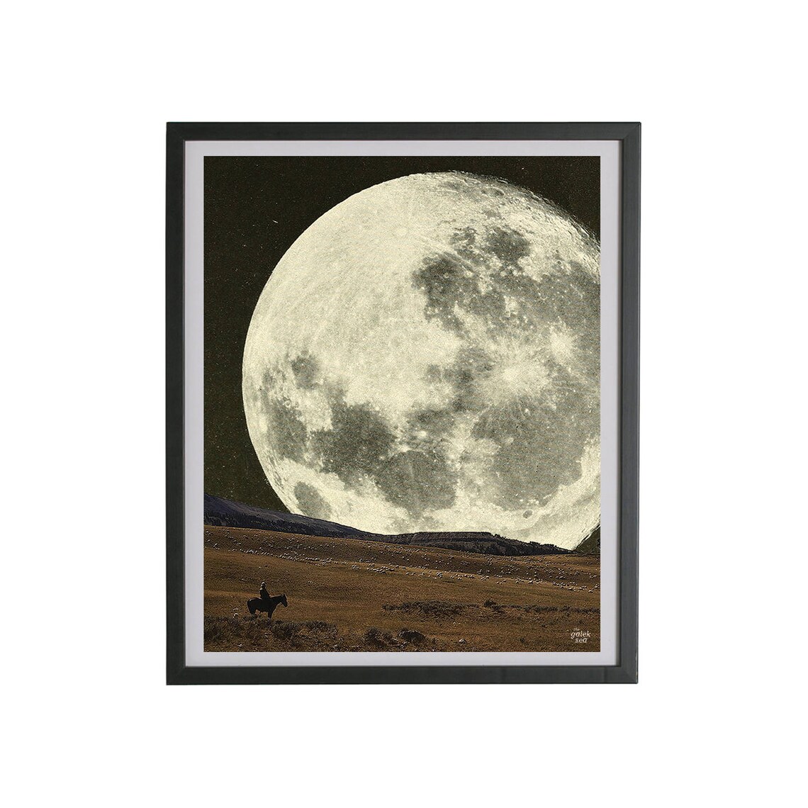 Cowboy & Moon Print Vintage Western Wall Art | Etsy