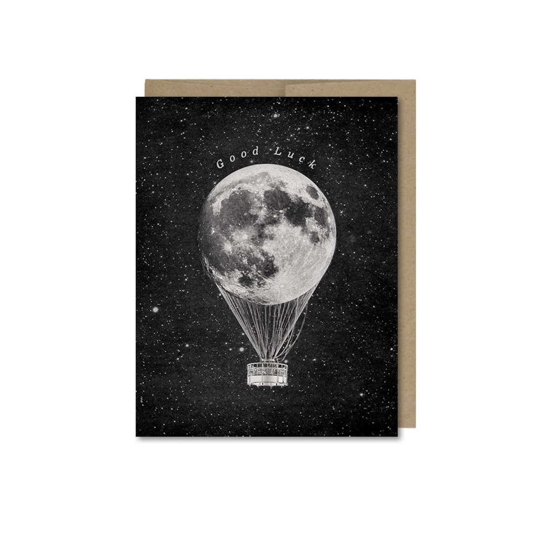Good Luck Moon Hot Air Balloon Card: Romantic Occasion - Etsy