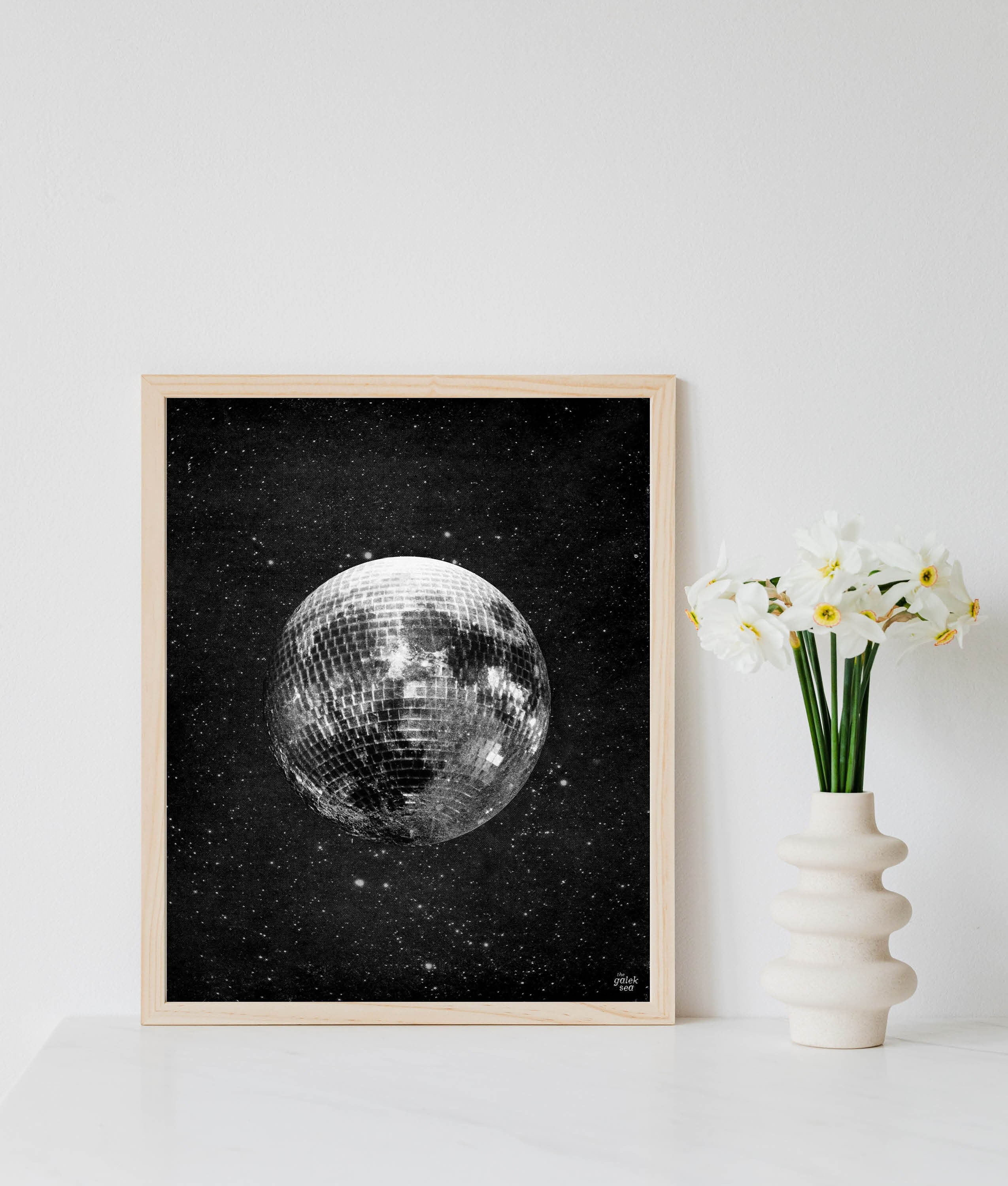 Disco Moon Print Minimalist Moon Artwork Space Decor - Etsy