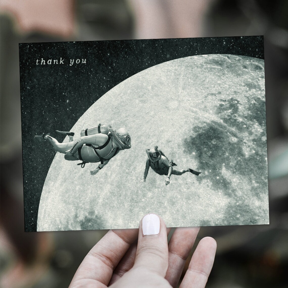 Scuba Thank You Card Divers & Moon Card Set - Etsy