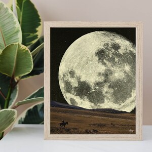 Cowboy & Moon Print • Vintage Western Wall Art • 8x10 Print - Etsy