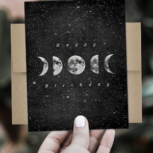 Moon Phase Birthday Card • Gift for Friend • Space Birthday Card - Etsy