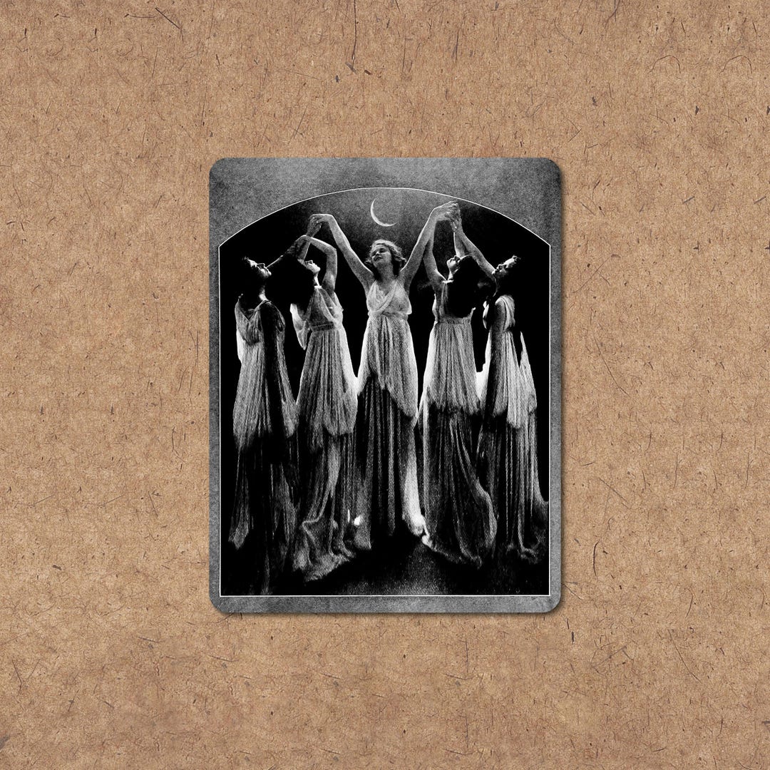 Vintage Moonlit Women Collage Sticker: Gothic Boho Art (2.75" X 3.5 ...