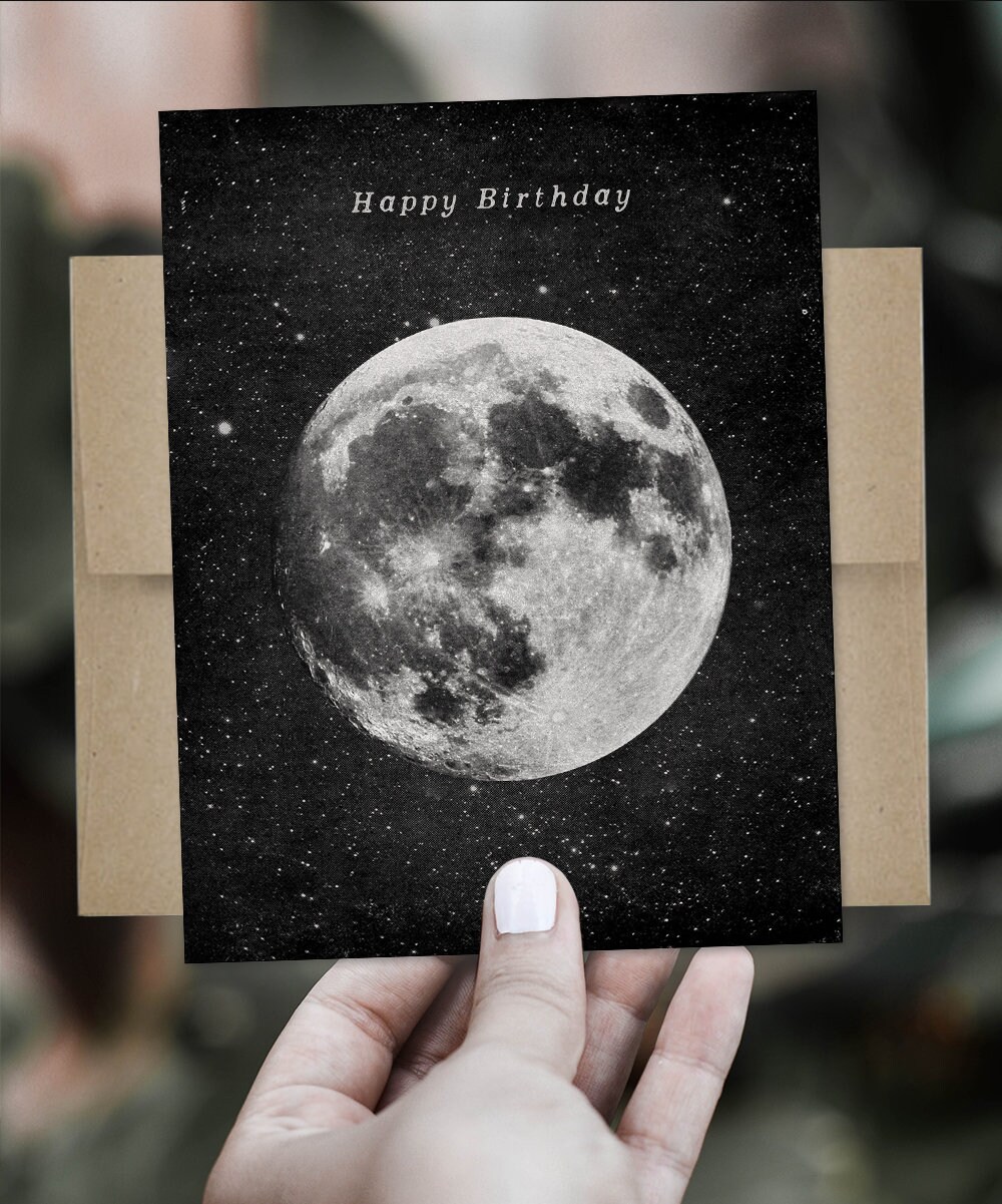 Moon Birthday Card Gift for Friend Space Birthday Card - Etsy