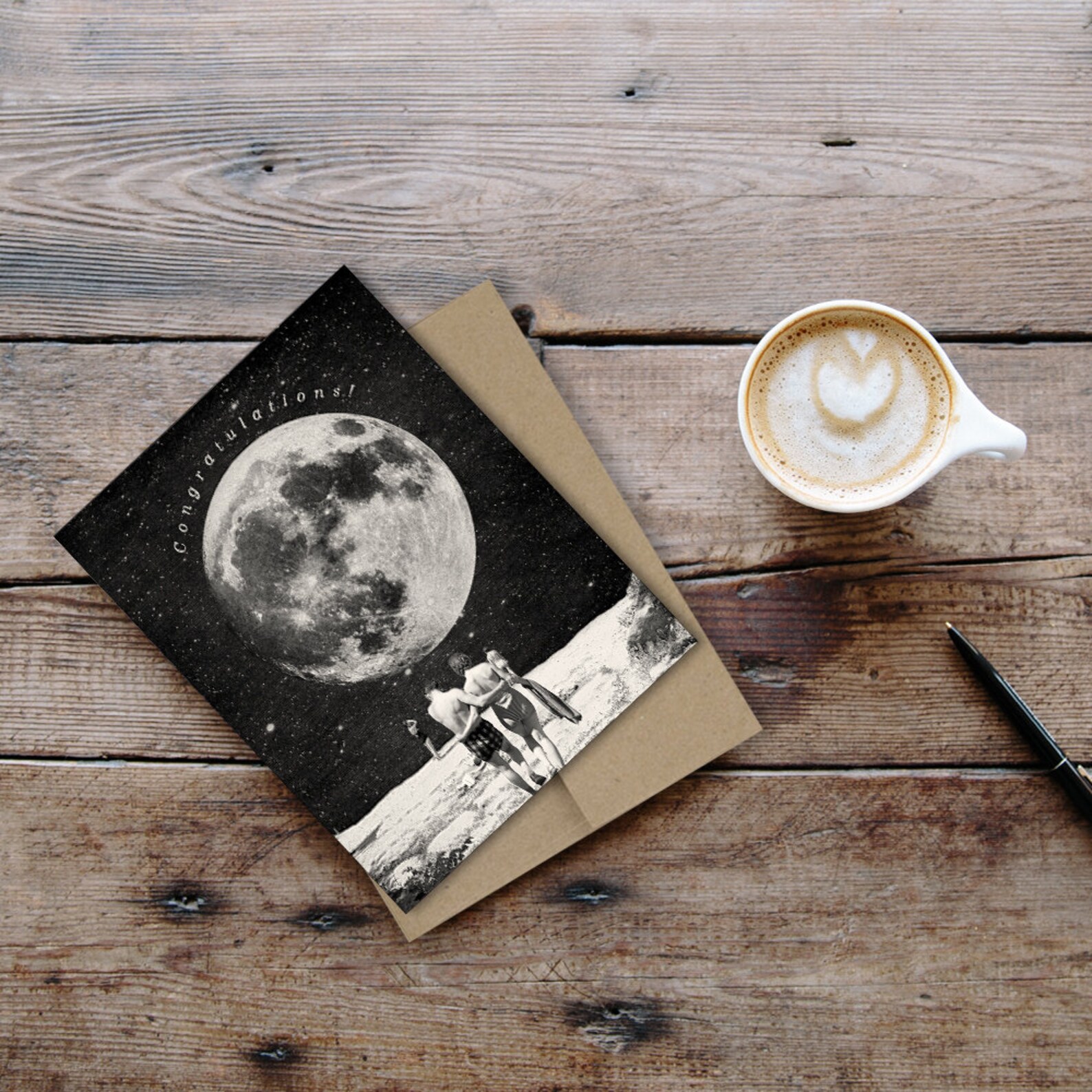 Congratulations Couple & Moon Card Love Card Congrats Card - Etsy