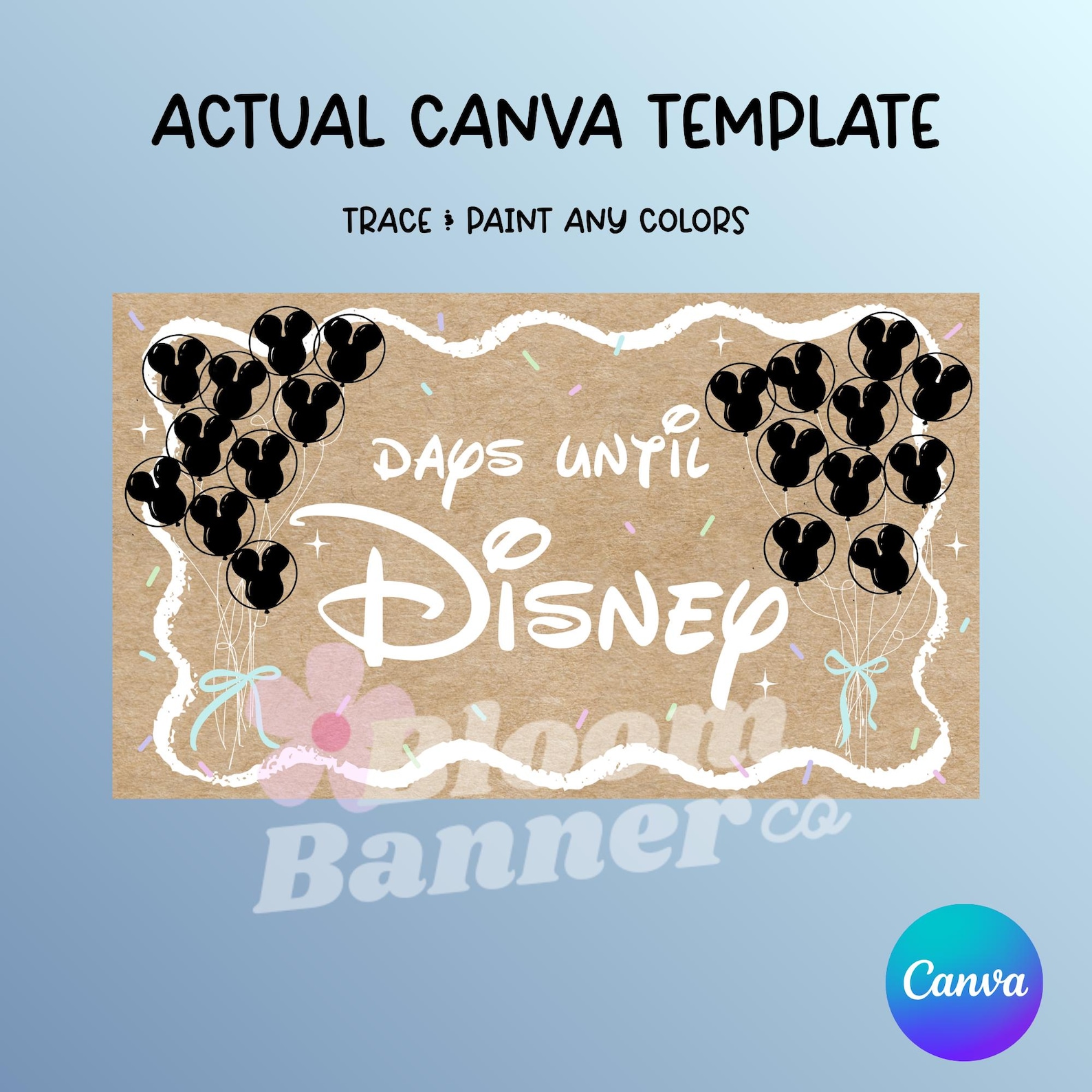 Days Until Disney Countdown Banner Template - DIY Project, Canva ...