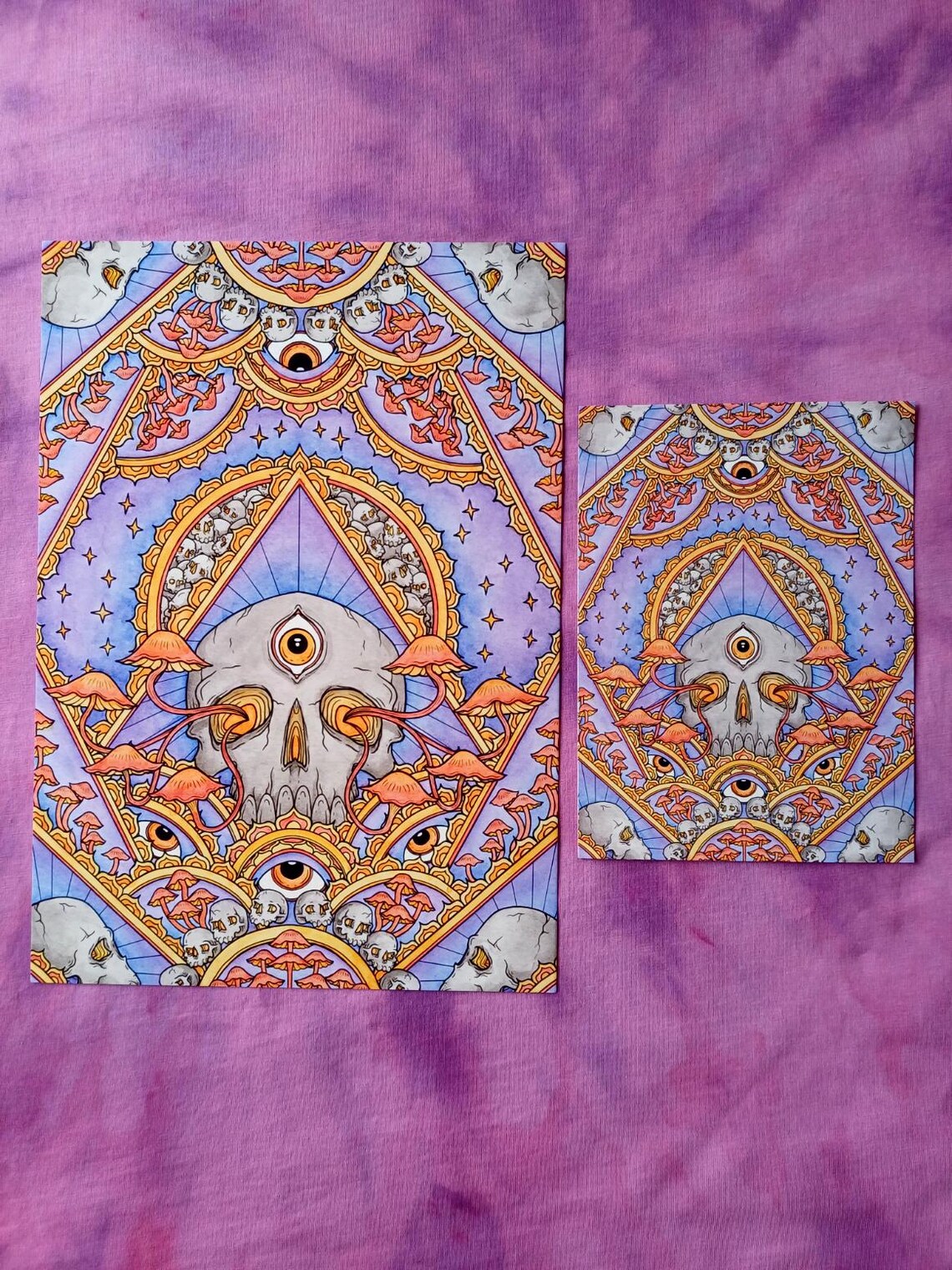 Mushroom Vision Trippy Skull Art Print A4 - Etsy