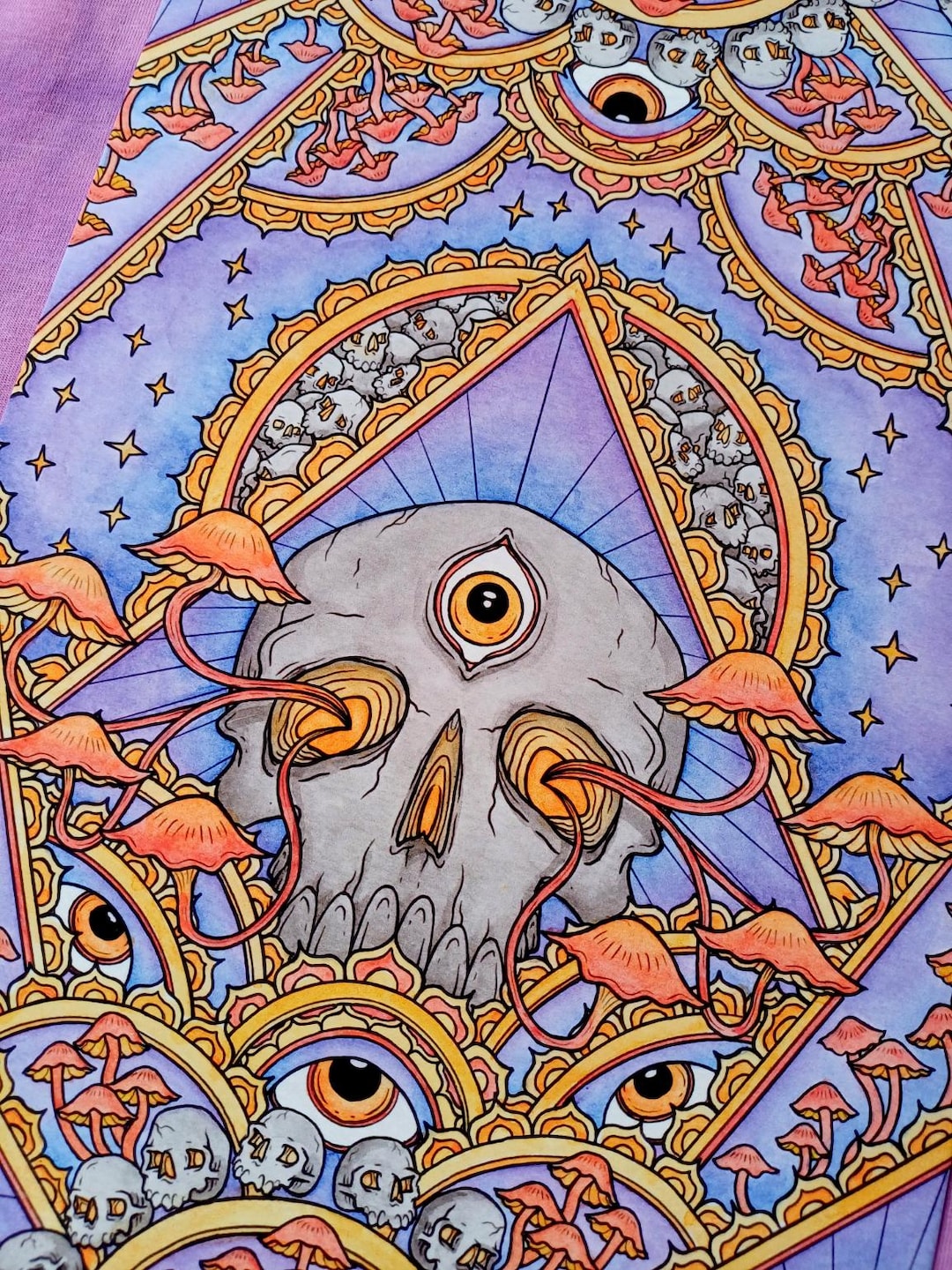 Mushroom Vision Trippy Skull Art Print A4 - Etsy