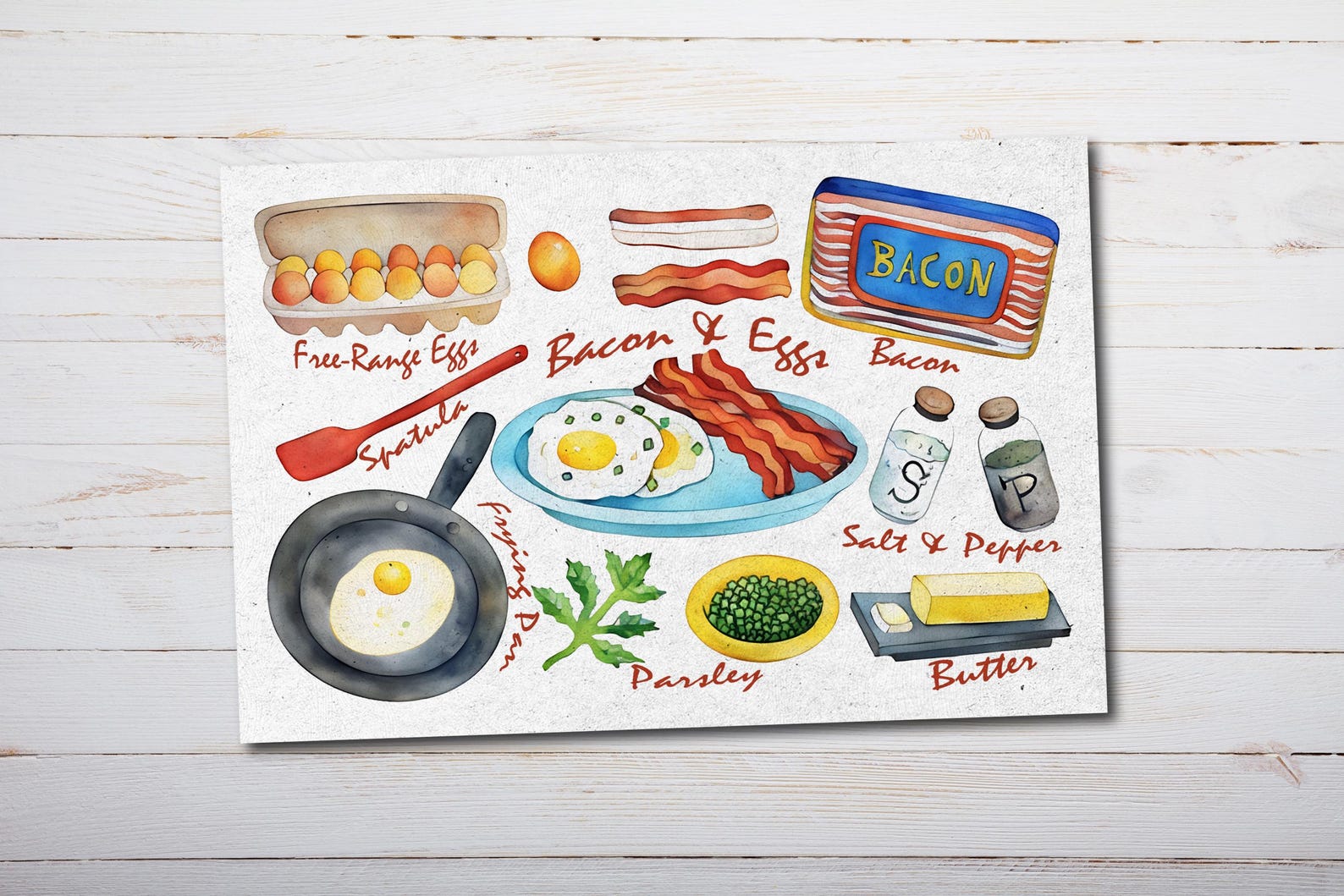 Illustrated Breakfast Recipe Postcards Bundle - 6 Postcards - Thick ...