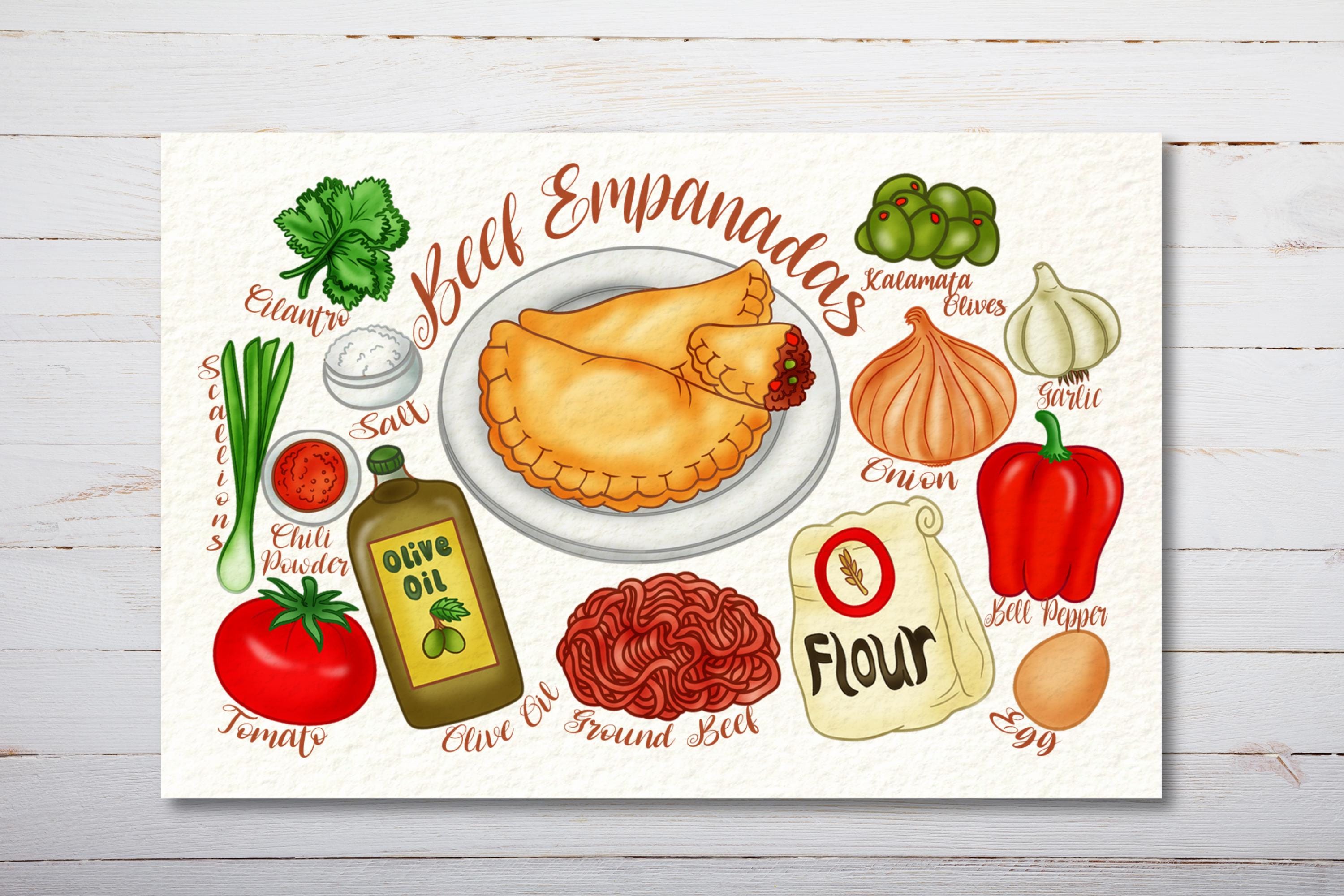 Illustrated Recipe Postcards Food Bundle #2 - 5 Postcards - Thick ...