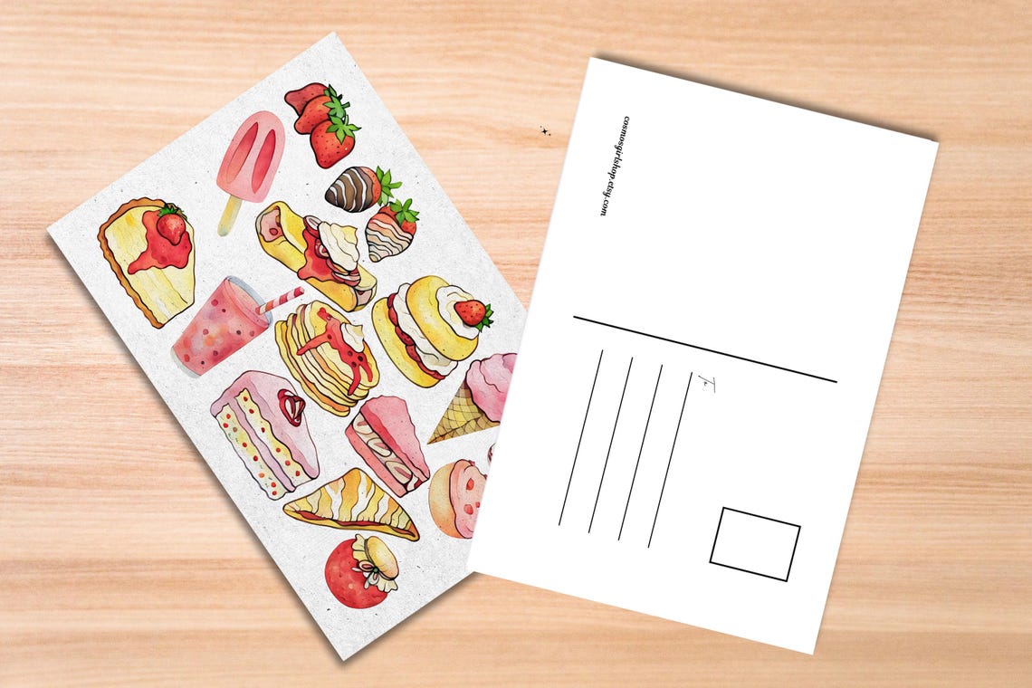 Strawberry Foods Postcard - Thick Cardstock - Gift for Loved Ones - Etsy