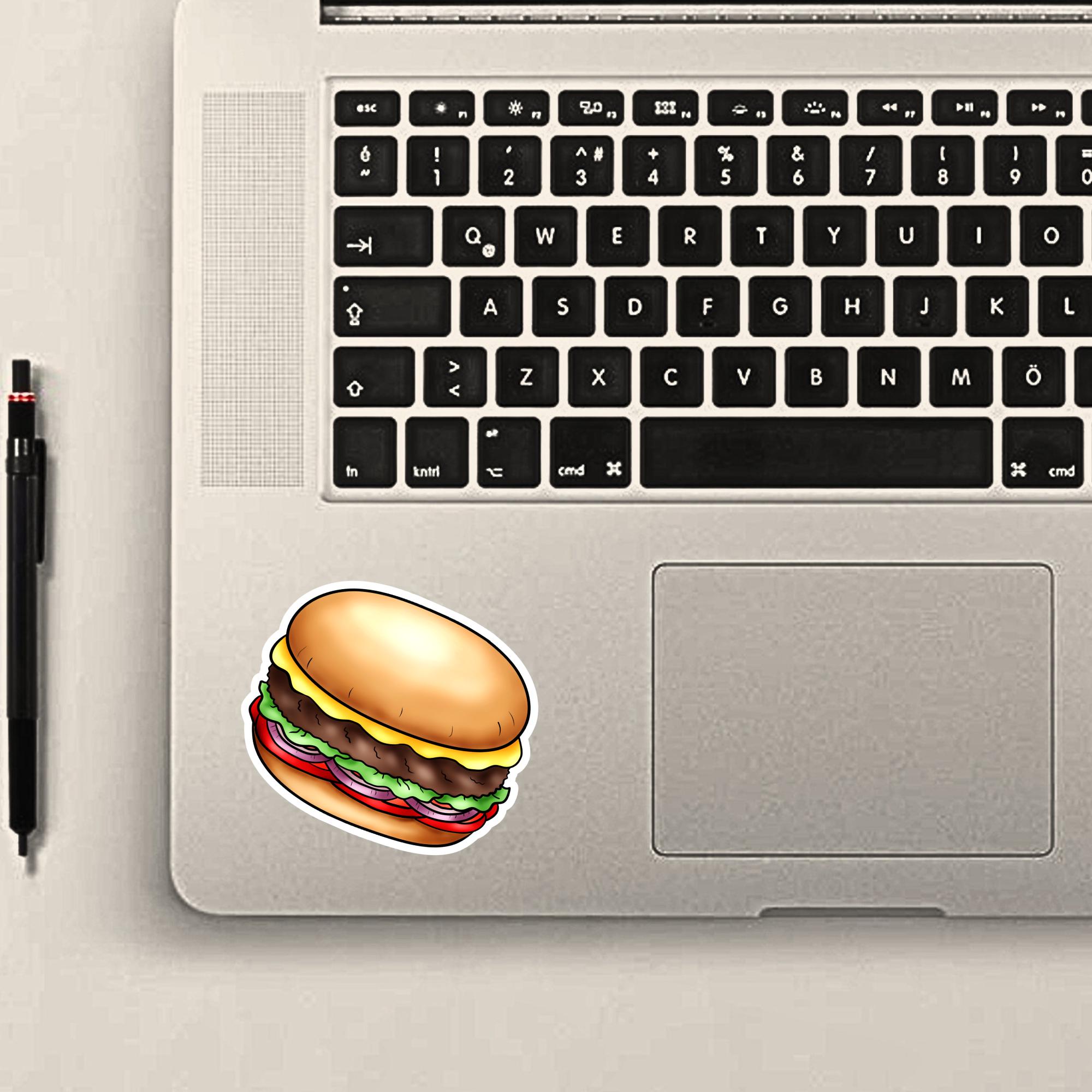Cheeseburger Vinyl Sticker, Waterproof, Hamburger Stickers, Glossy ...