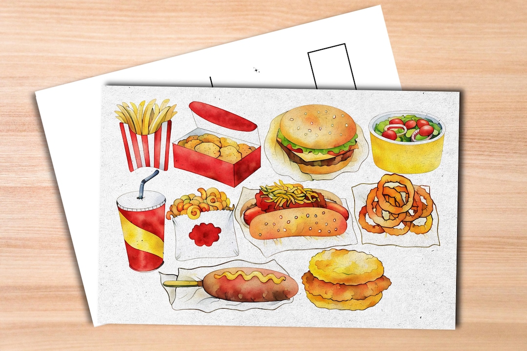 Fast Food Postcard - Thick Cardstock - Gift for Loved Ones - Etsy