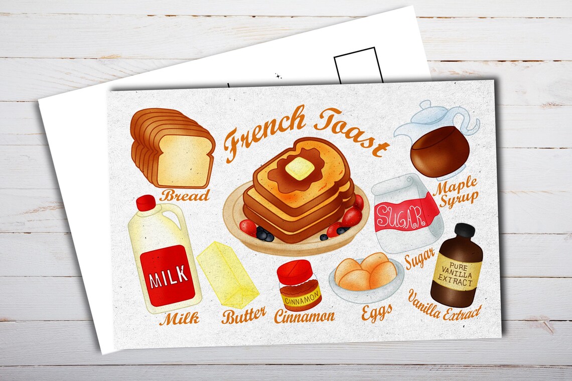 Illustrated Breakfast Recipe Postcards Bundle - 6 Postcards - Thick ...