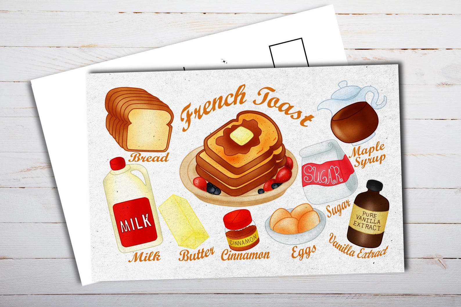 Illustrated Breakfast Recipe Postcards Bundle - 6 Postcards - Thick ...