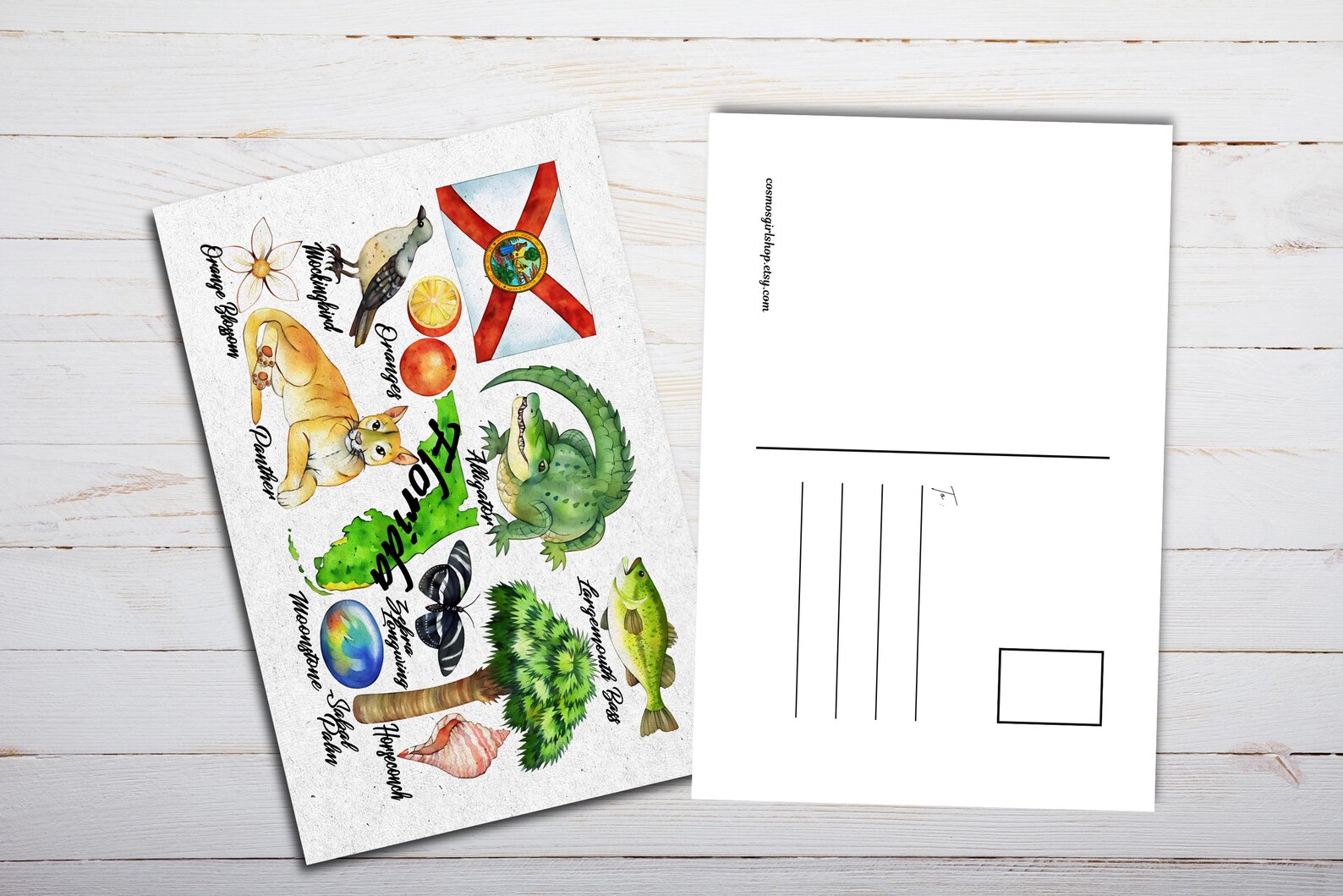 Florida State Postcard - Thick Cardstock - 4x6 - Watercolor - Etsy