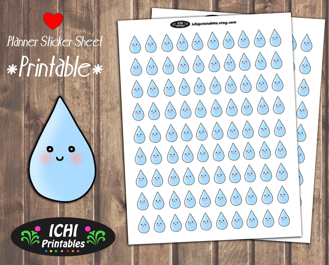 Water Drop Printable Planner Stickers Water Drop Stickers - Etsy