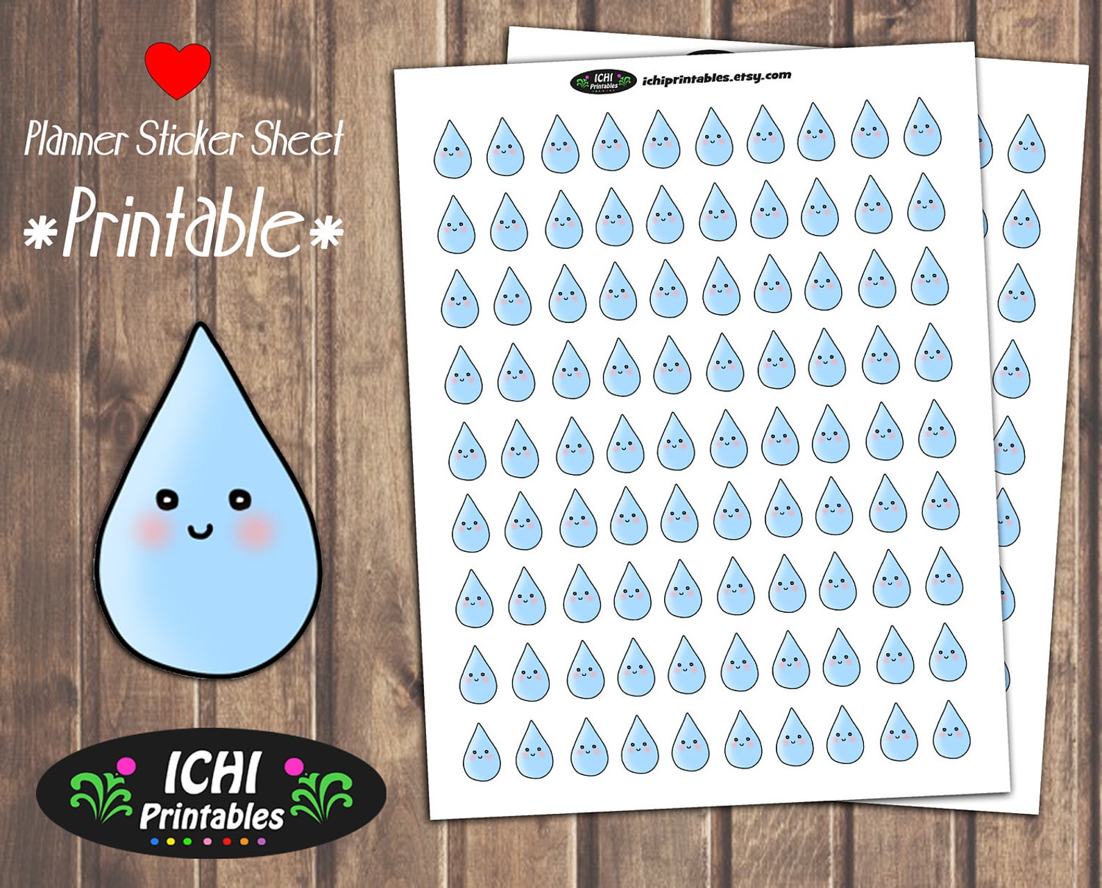 Water Drop Printable Planner Stickers Water Drop Stickers - Etsy