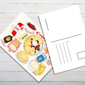 Illustrated Recipe Postcards Food Bundle #2 - 5 Postcards - Thick ...