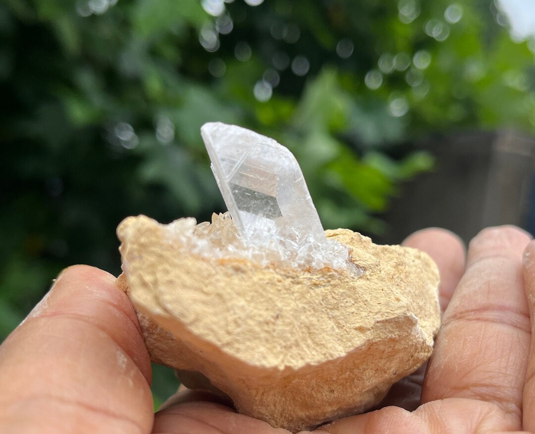 Clear Selenite Crystal on Matrix 9cm - Etsy UK