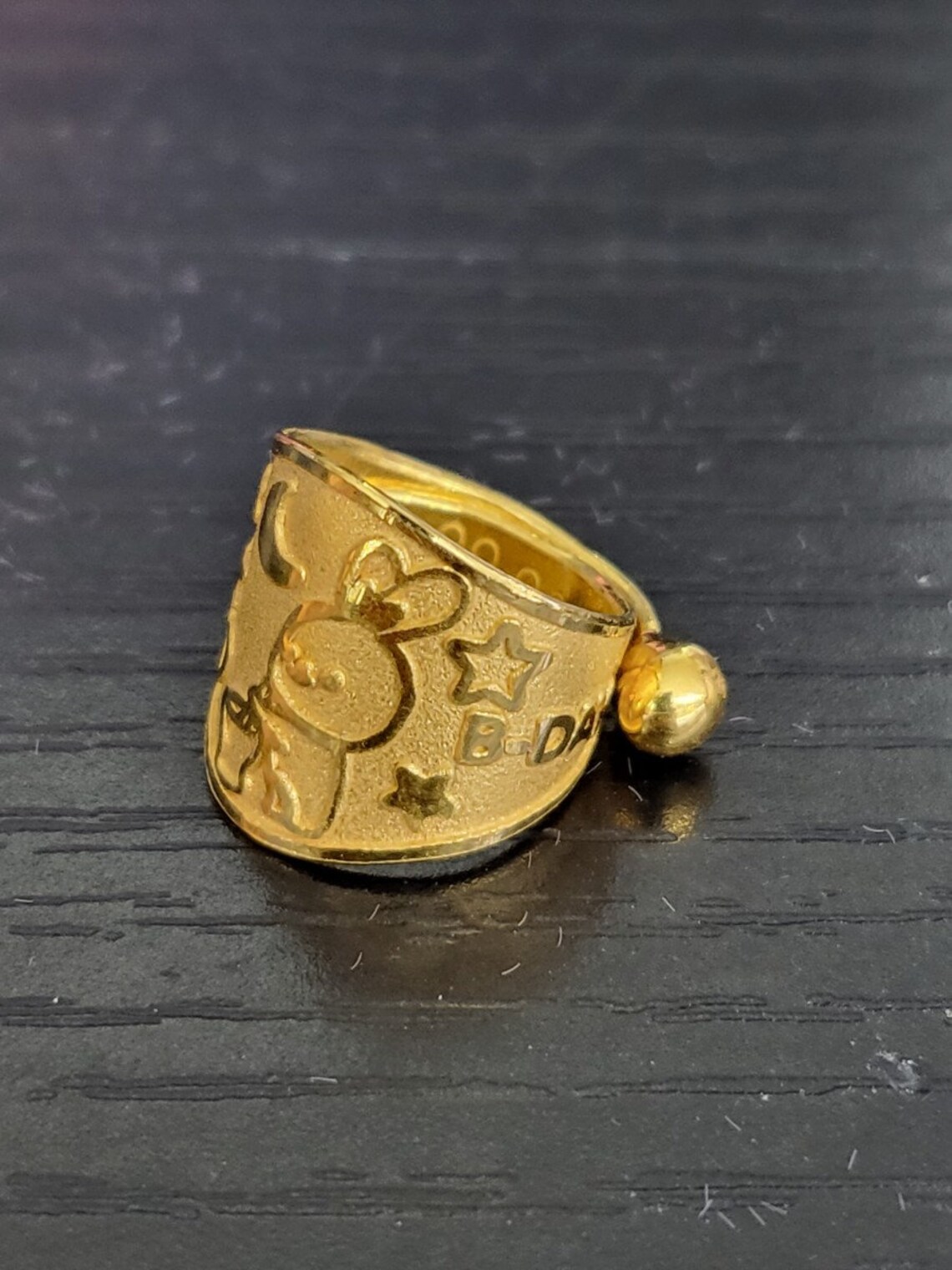 No.h 0185b 24k 2023 Baby Ring, Year of the Rabbit 순금 토끼 돌반지 반돈 1.87 ...