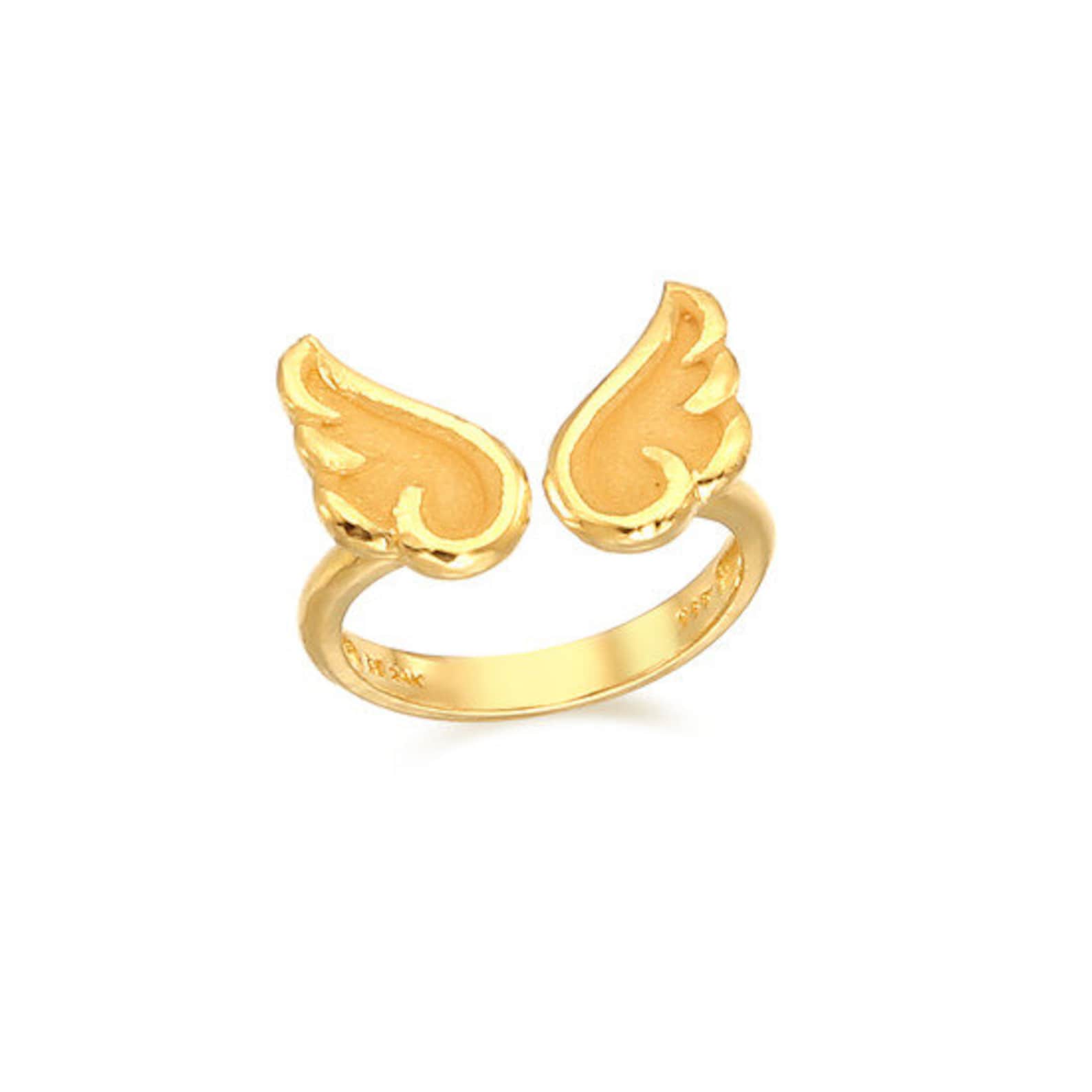 Angel Wing 24k Gold Baby Ring 99.9% Pure Gold 1st Year Birthday Ring 3 ...
