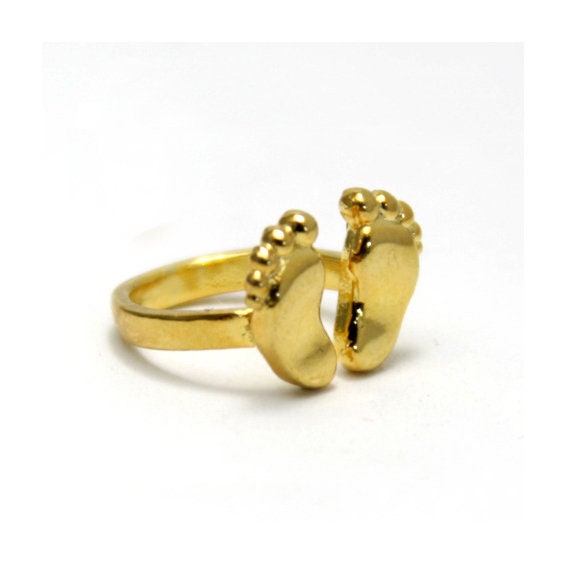 24k Gold Baby Foot Ring 99.9% Pure Gold 1st Year Birthday Ring 3.75 ...