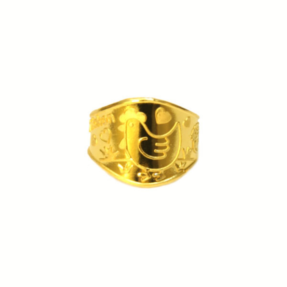 24k Golden Chicken Baby Ring 99.9% Pure Gold 1st Year Birthday - Etsy